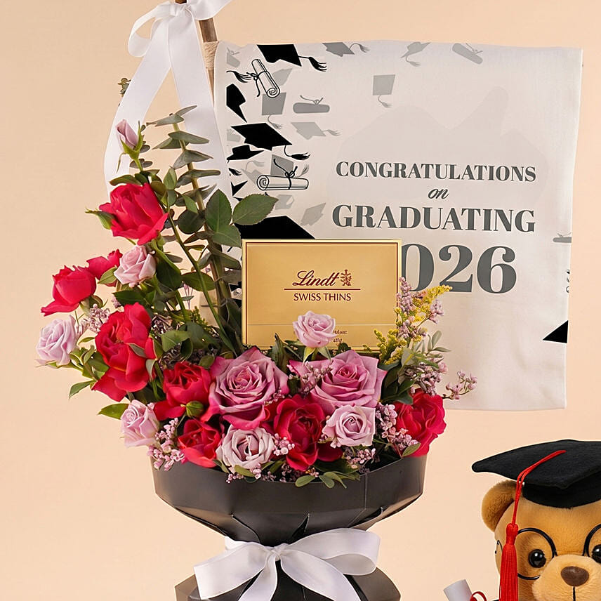 2026 Graduation Flowers, Bear & Chocolate Bundle Delivery in Singapore ...