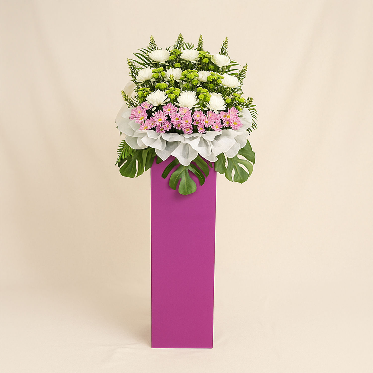 Blissful Mixed Flowers With Pink Stand Delivery in Singapore - FNP SG