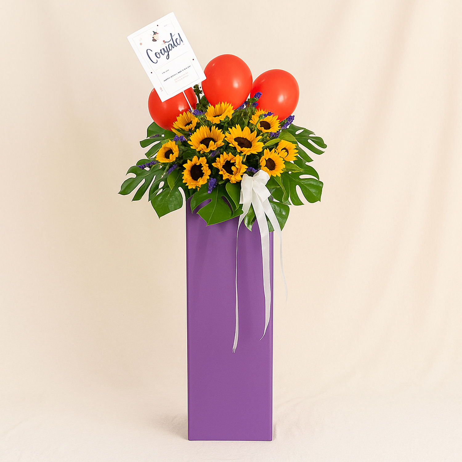 Blooming Mixed Flowers Purple Cardboard Stand Delivery in Singapore ...