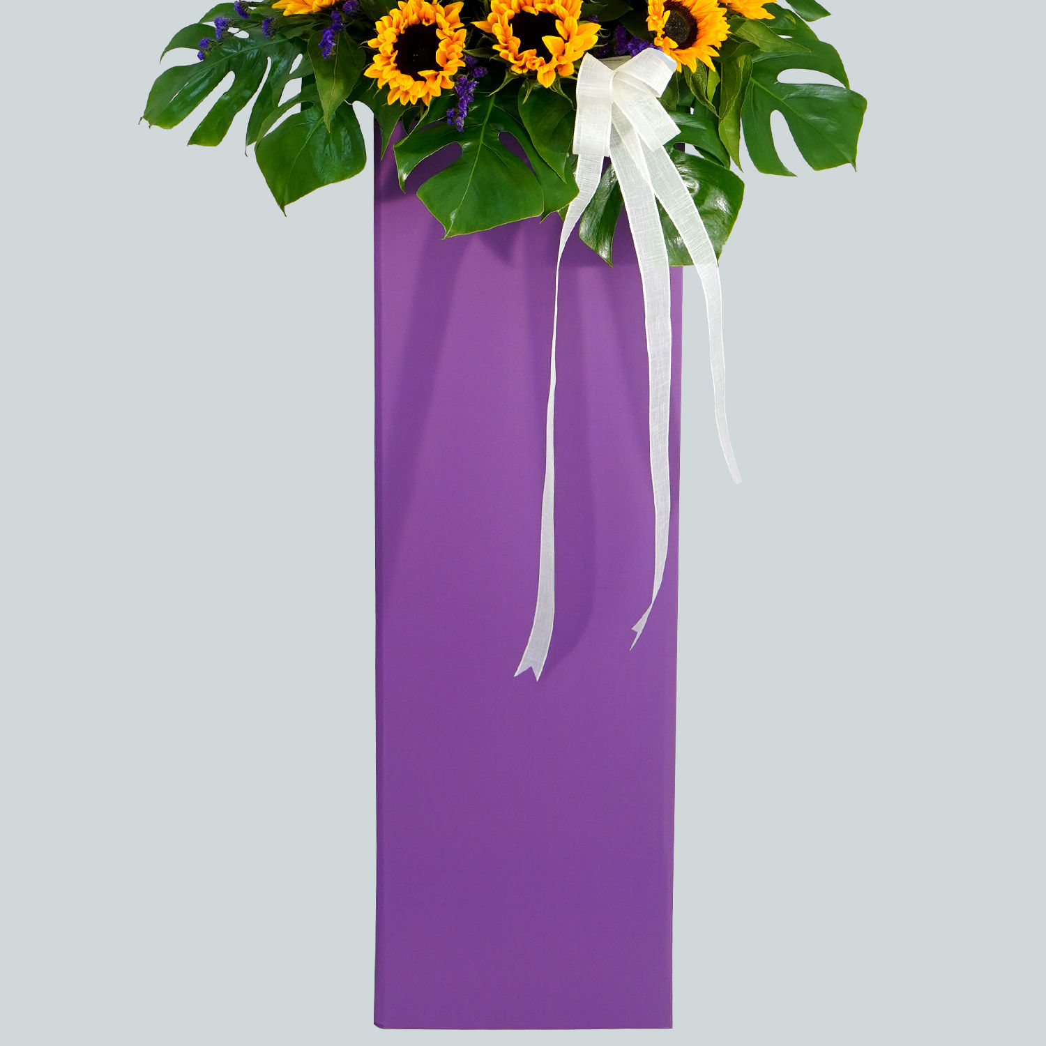 Blooming Mixed Flowers Purple Cardboard Stand Delivery in Singapore ...