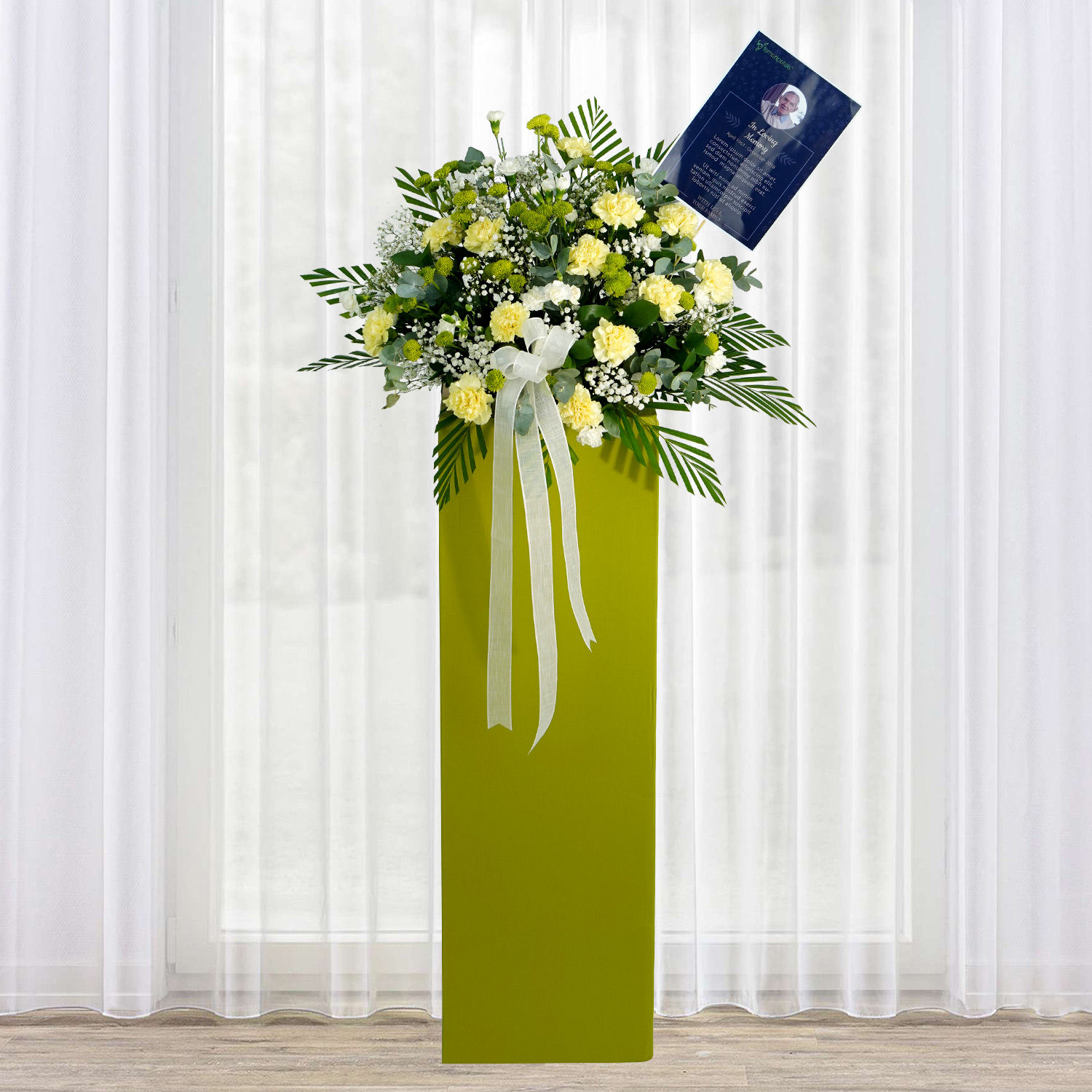 Heavy Hearted Condolence Mixed Flowers Green Stand Delivery in ...