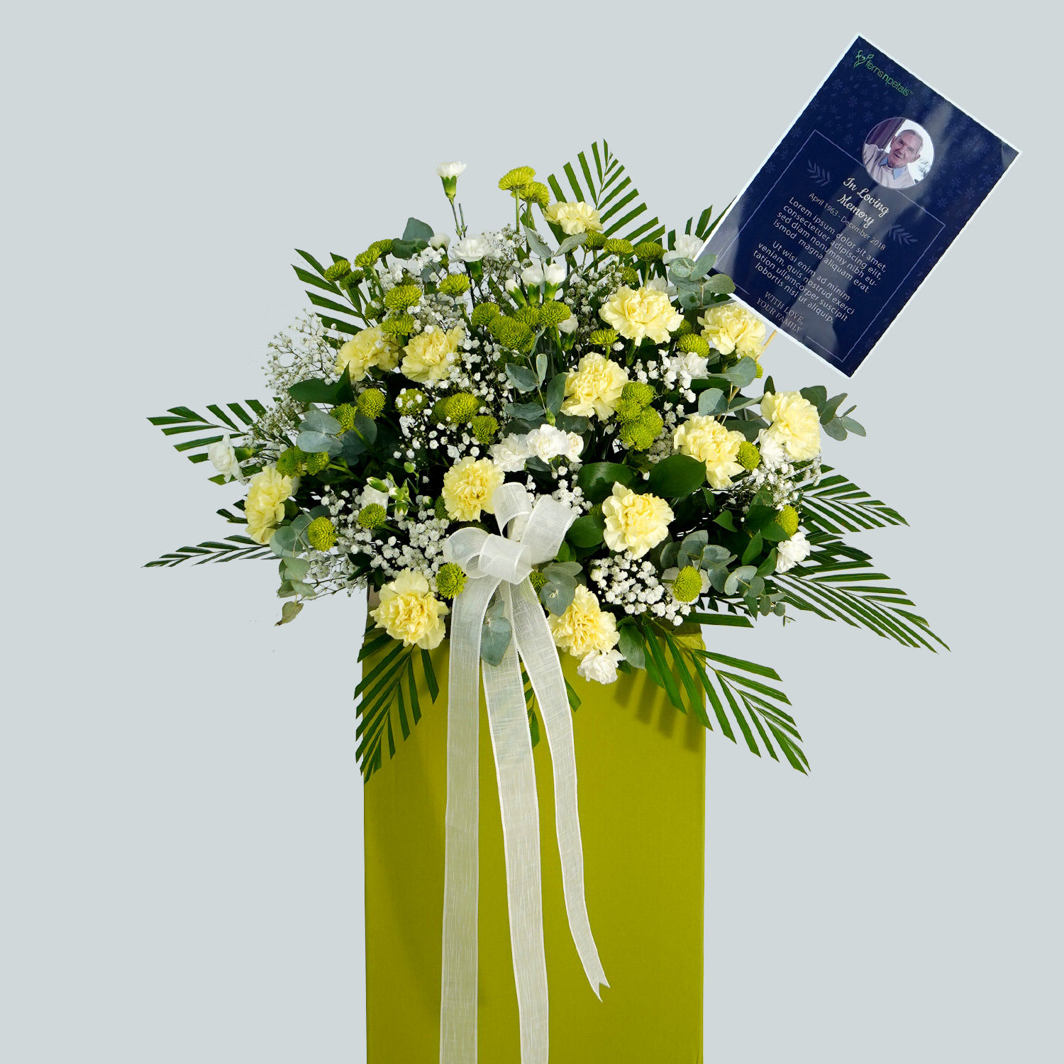 Heavy Hearted Condolence Mixed Flowers Green Stand Delivery in ...