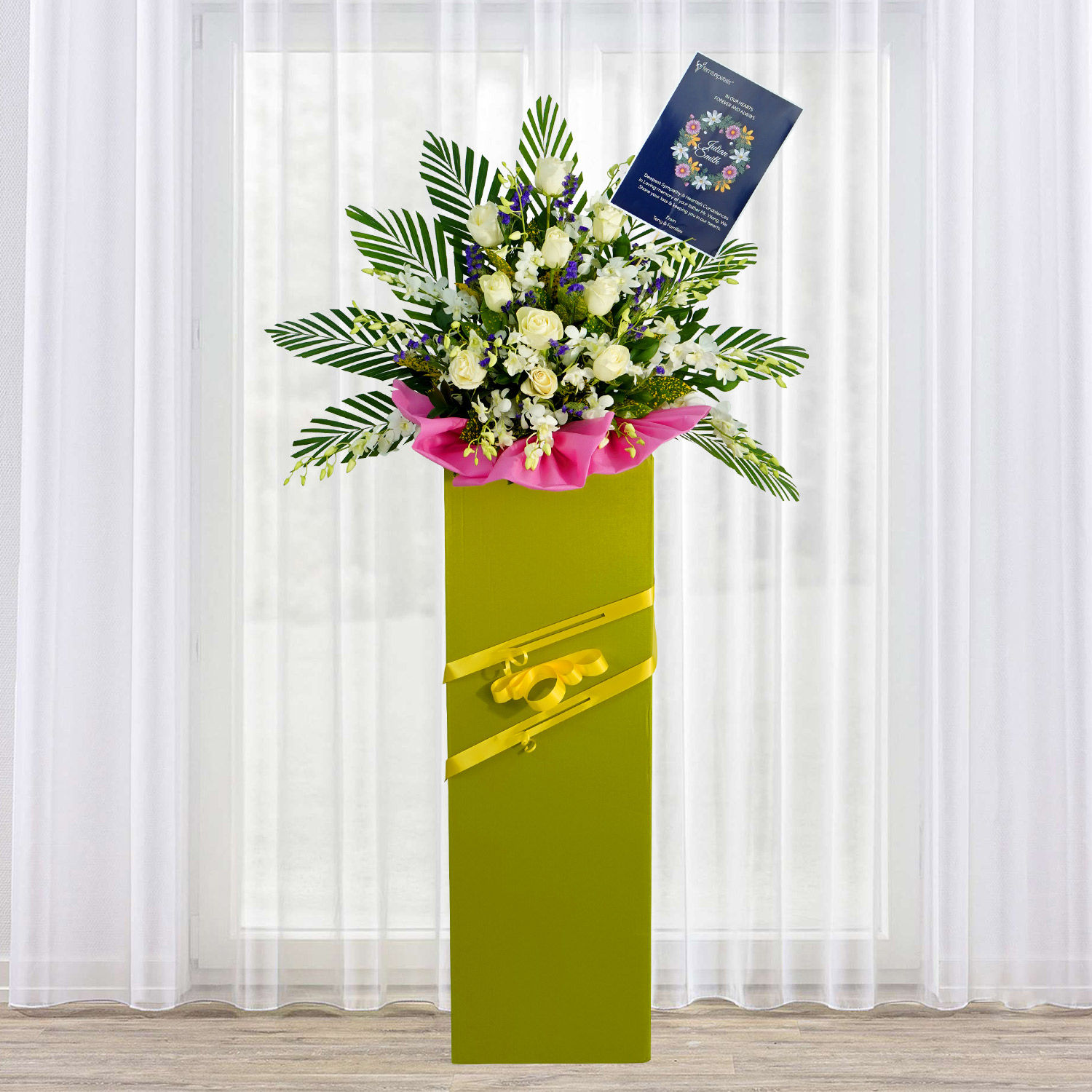 Rest In Peace Condolence Mixed Flowers Green Stand Delivery in ...