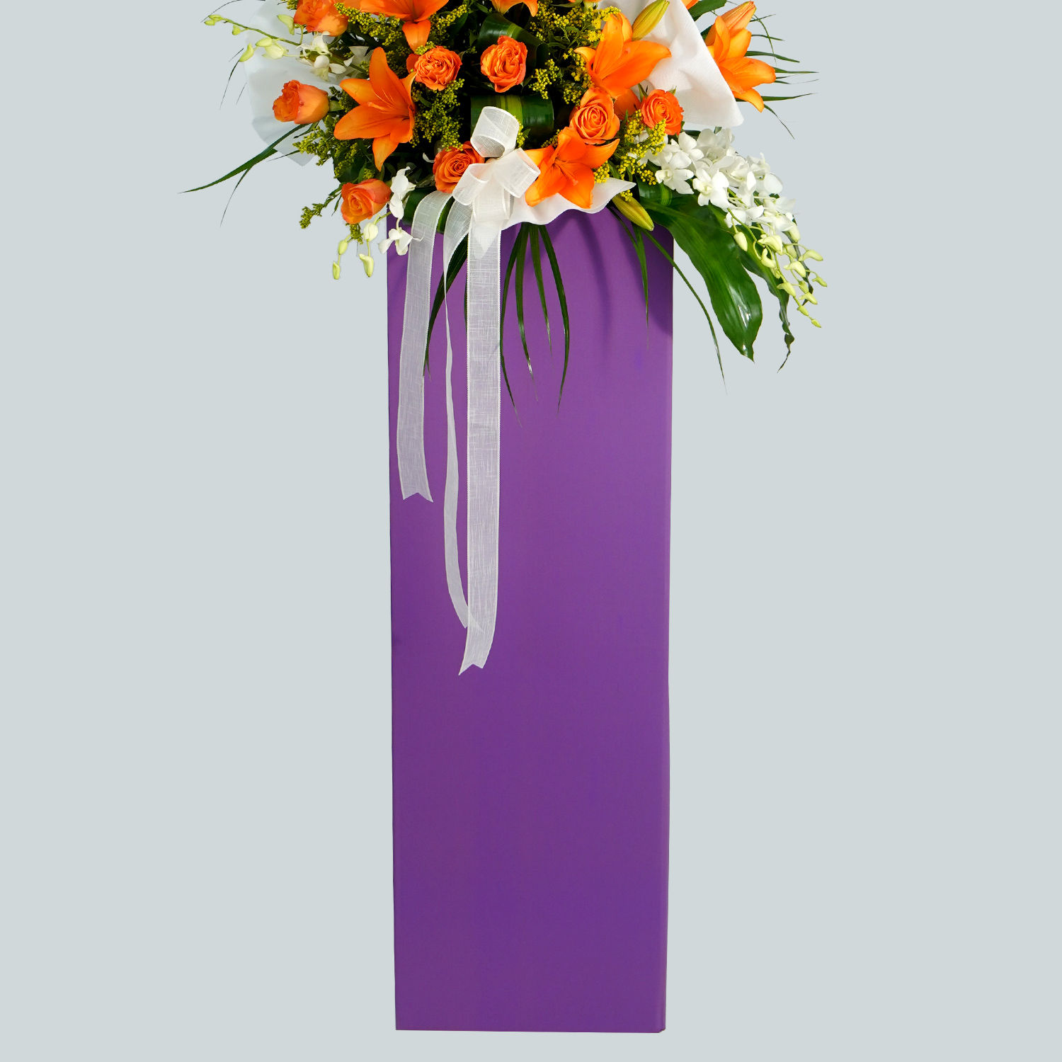 Vibrant Mixed Flowers Purple Cardboard Stand Delivery in Singapore - FNP SG