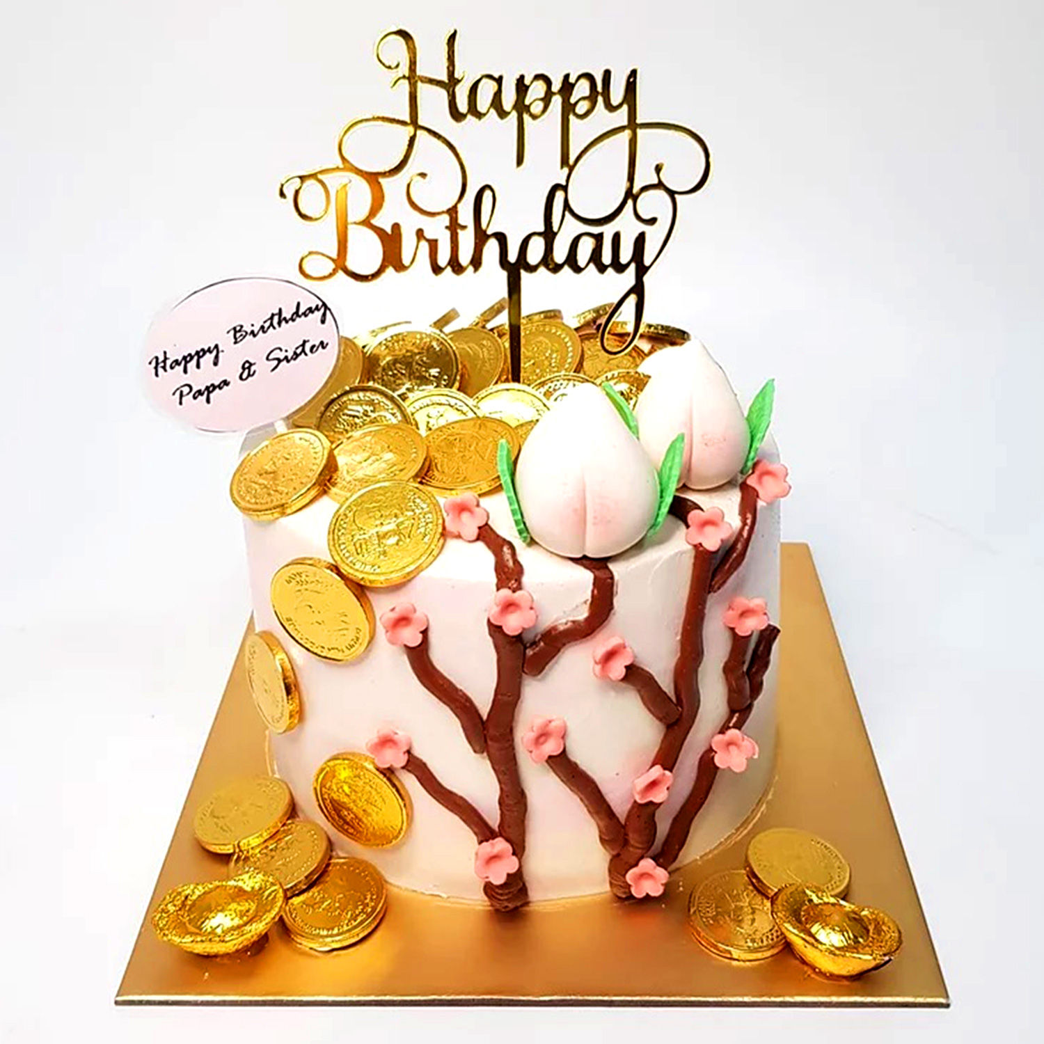 White Pink Choco Nana Money Pulling Cake Delivery in Singapore - FNP SG