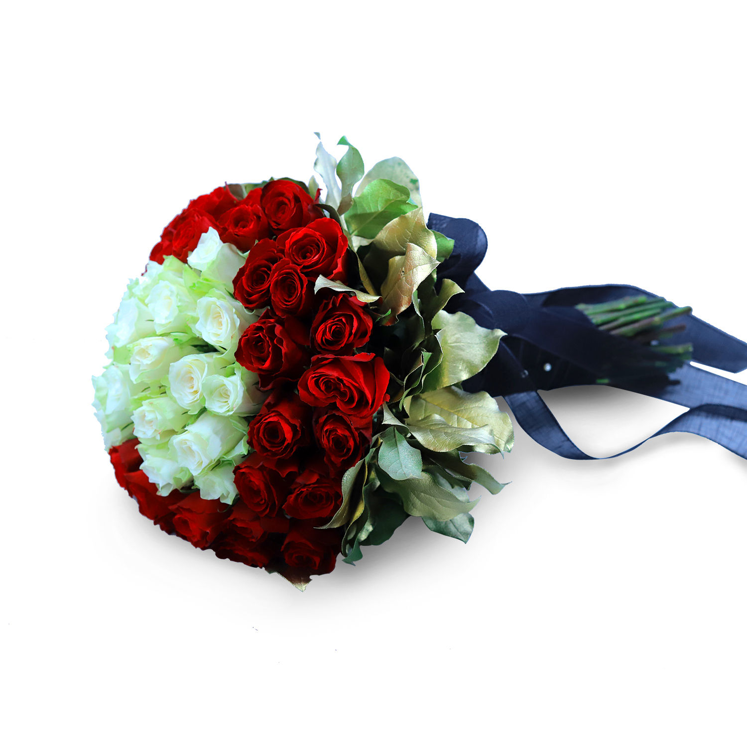 Botanical White & Red Roses For Boo Delivery in Singapore - FNP SG