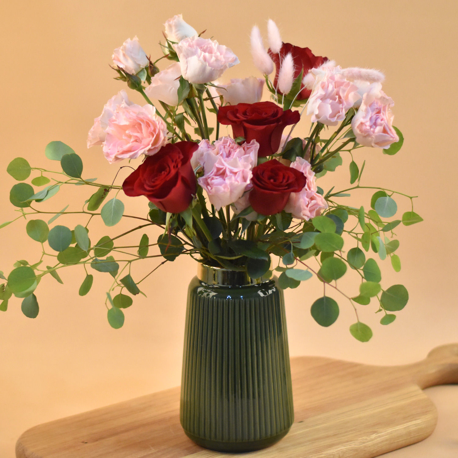Red & Pink Roses Designer Vase Delivery in Singapore - FNP SG