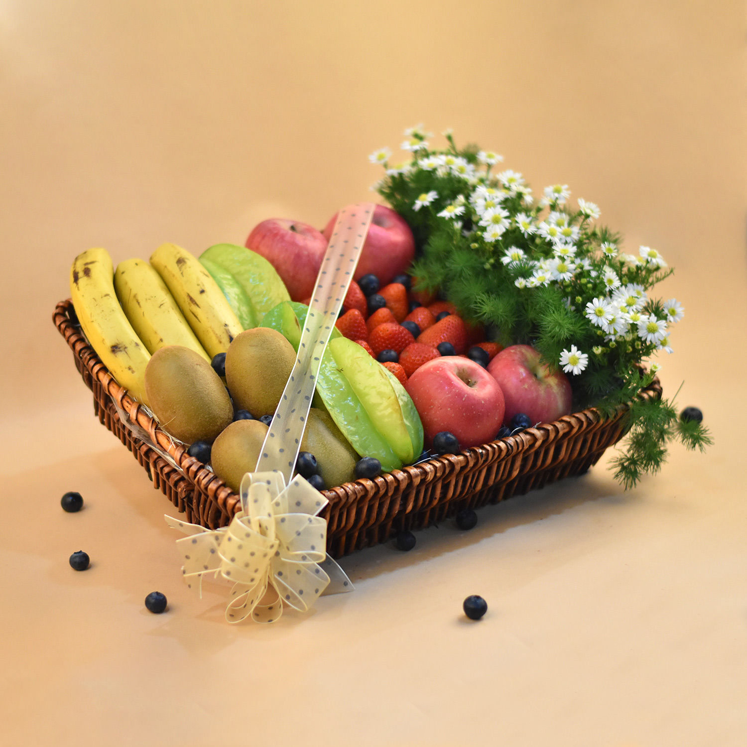 White Phoneix & Assorted Fruits Basket Delivery in Singapore - FNP SG