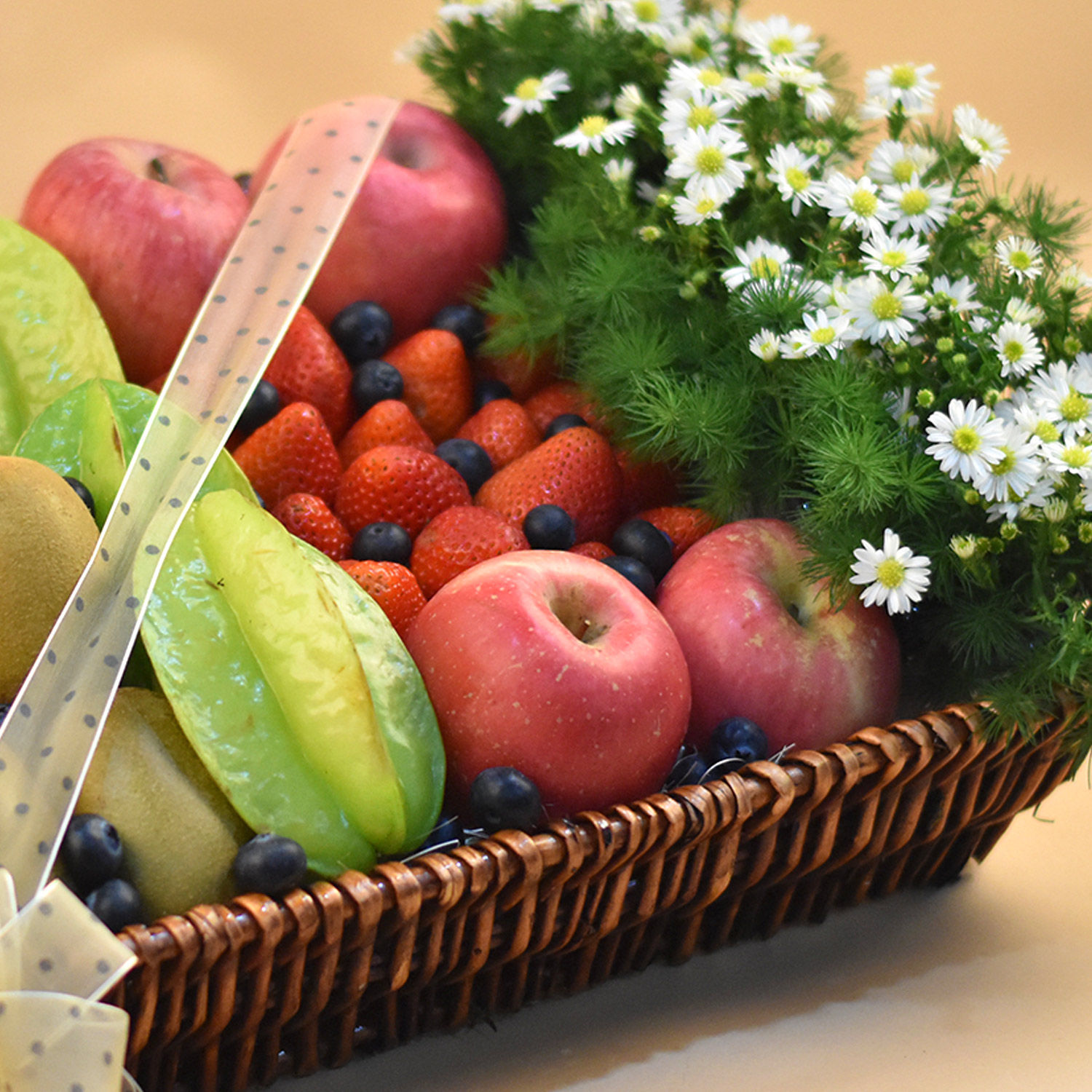 White Phoneix & Assorted Fruits Basket Delivery in Singapore - FNP SG