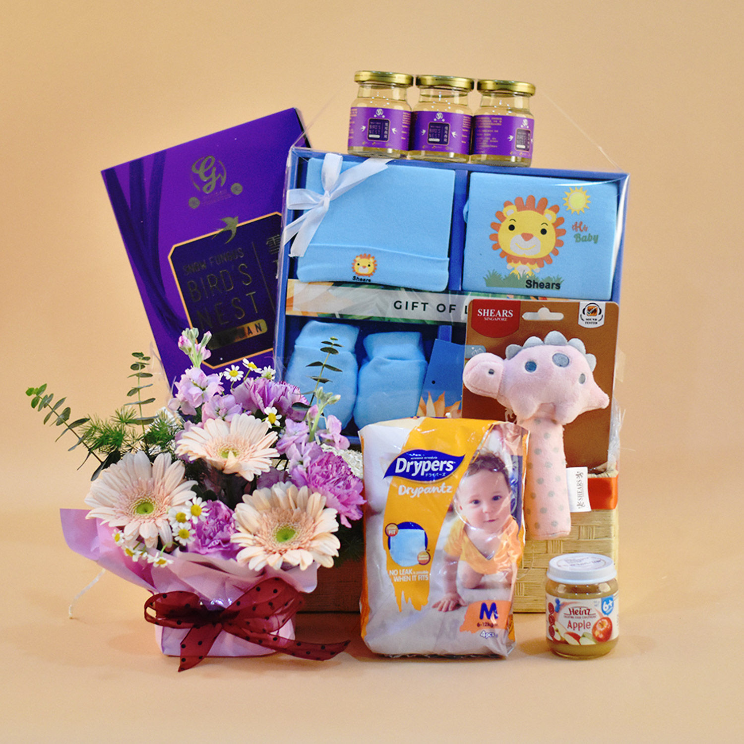 Light Yellow Straw Basket Baby Hamper Delivery in Singapore - FNP SG