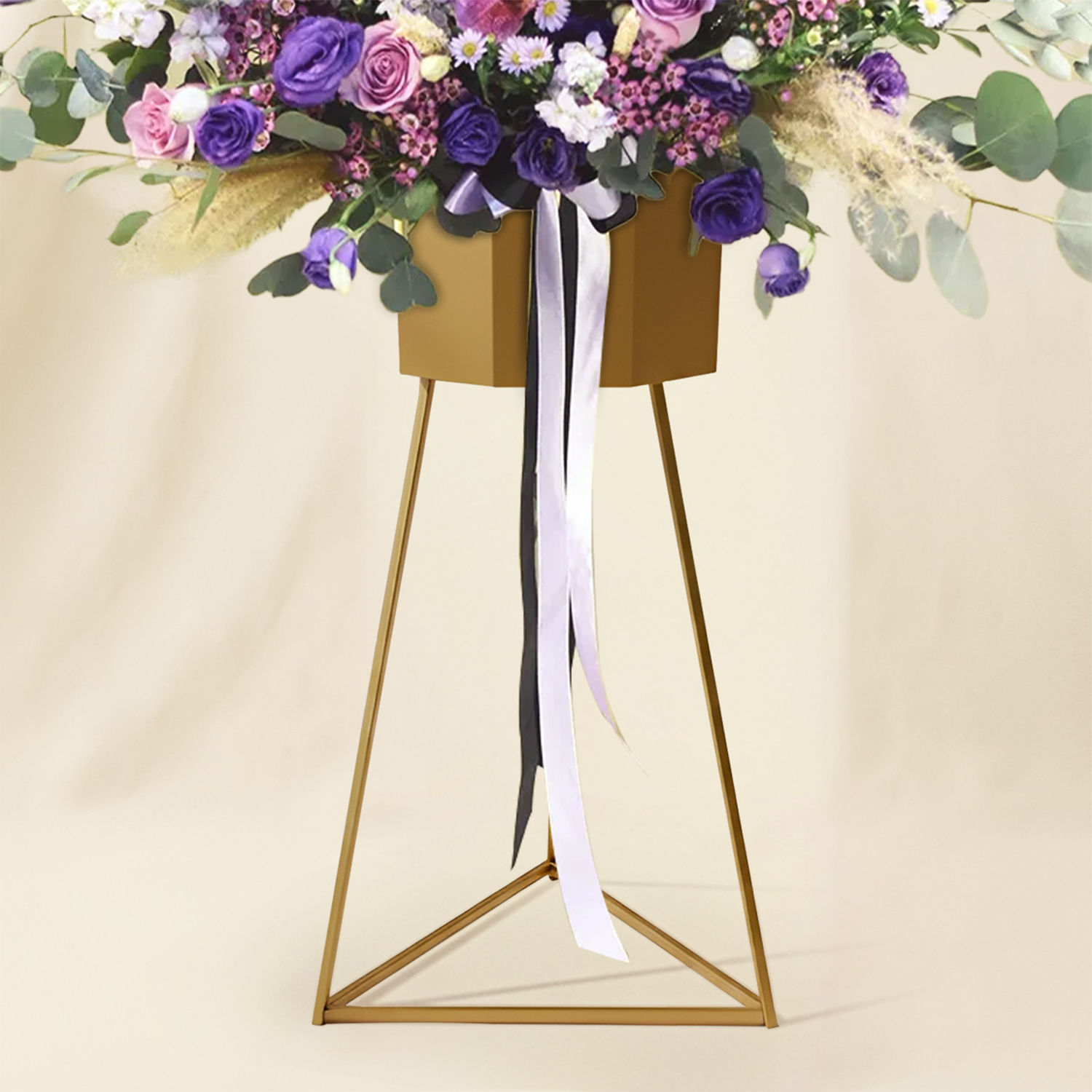 Mesmerising Purple & Pink Flowers Tripod Stand Delivery in Singapore ...
