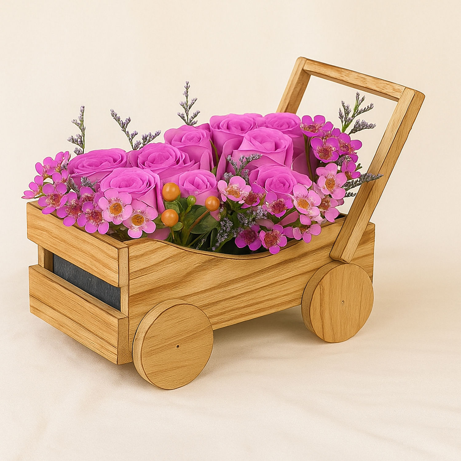 Purple Roses Arrangement In Cart Delivery in Singapore - FNP SG