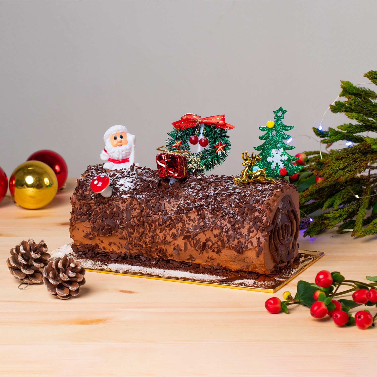 Xmas Chocolate Log Cake 500G Delivery in Singapore - FNP SG