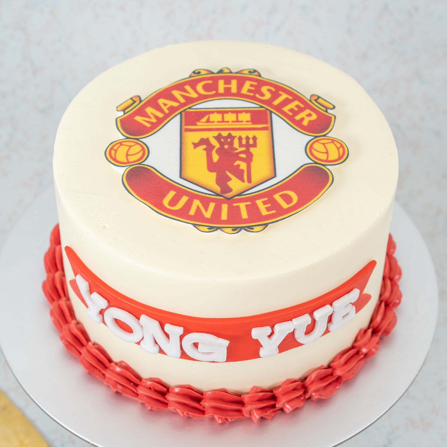 2D Manchester United Rose Lychee Cake 6 inch Delivery in Singapore - FNP SG