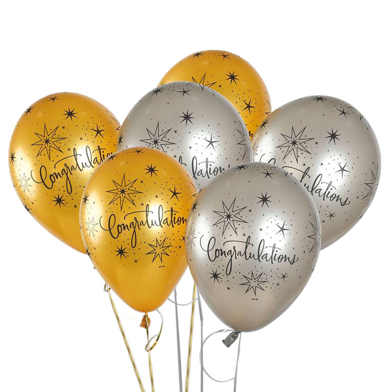 Congratulations Golden & Silver Latex Balloons 6 Pcs Delivery in ...