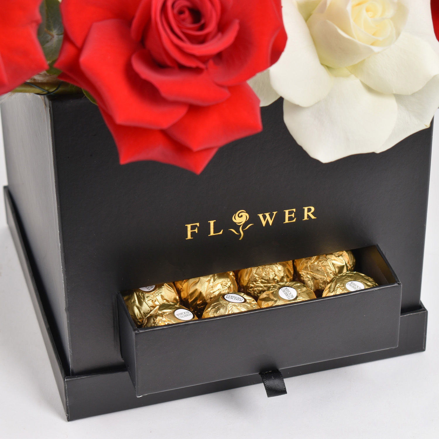 Red and White Roses Beauty Box Delivery in Singapore - FNP SG