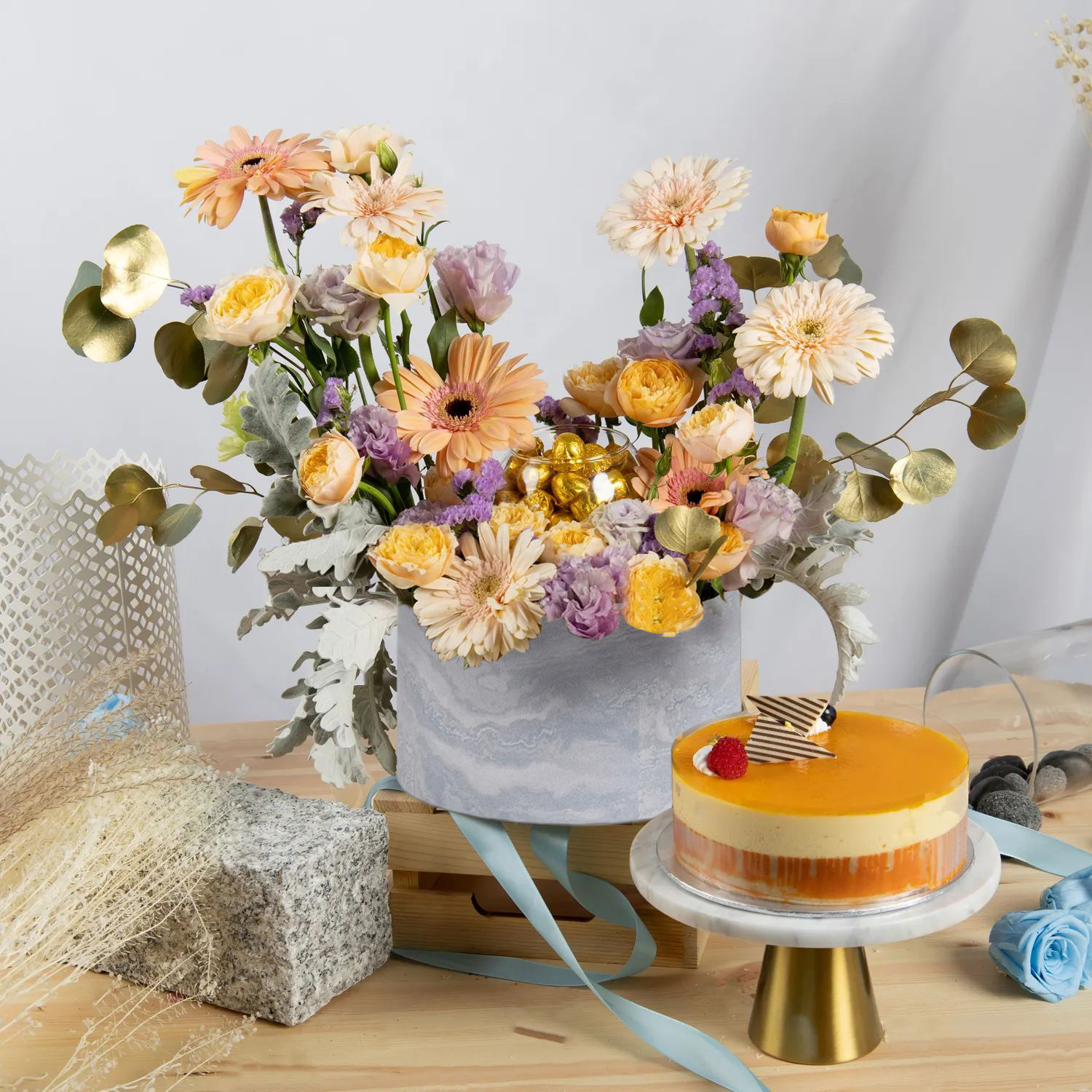 Flowers Harmony Chocolates and Cake Combo Delivery in Singapore - FNP SG