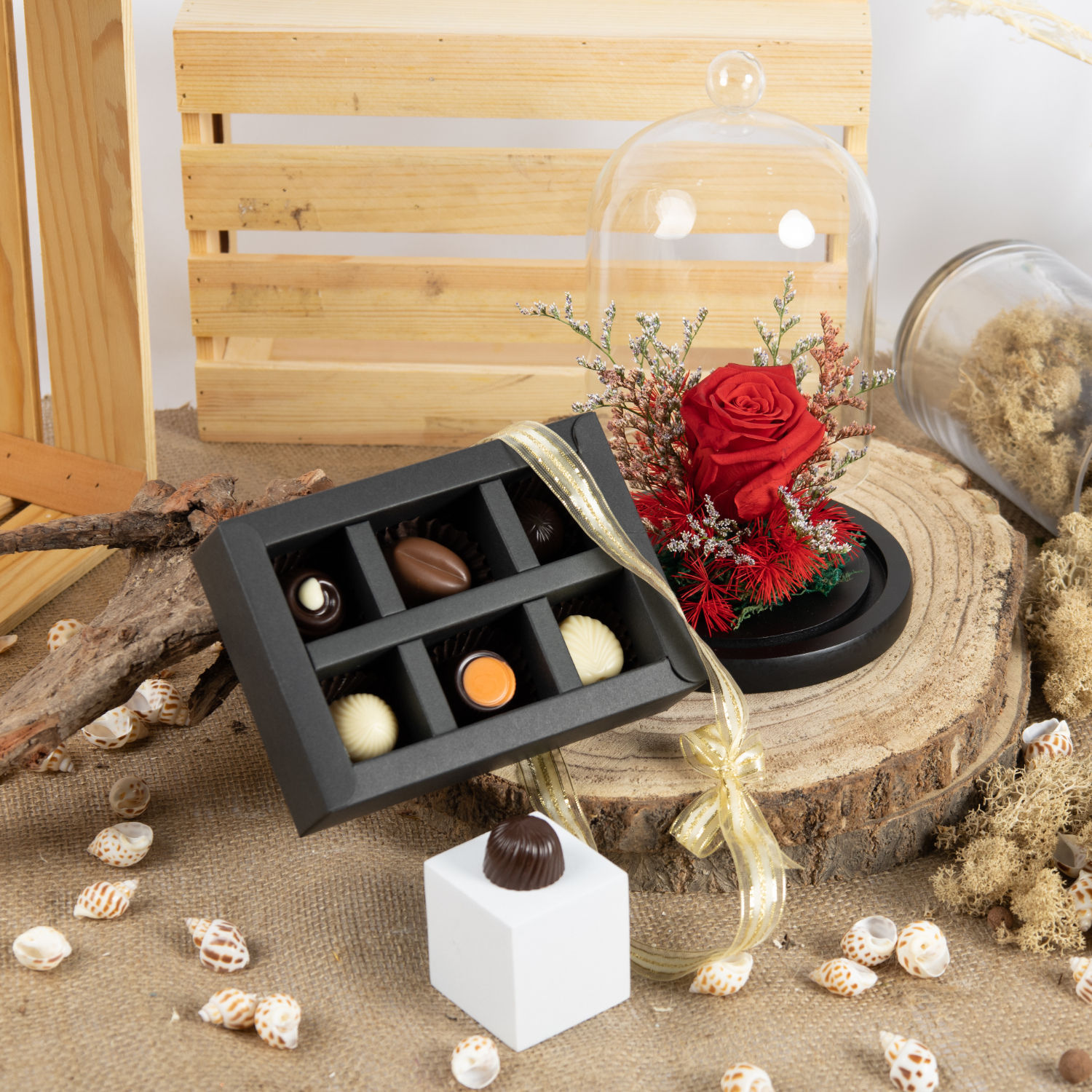 Red Forever Rose and Assorted Chocolate Box for Valentine Delivery in ...