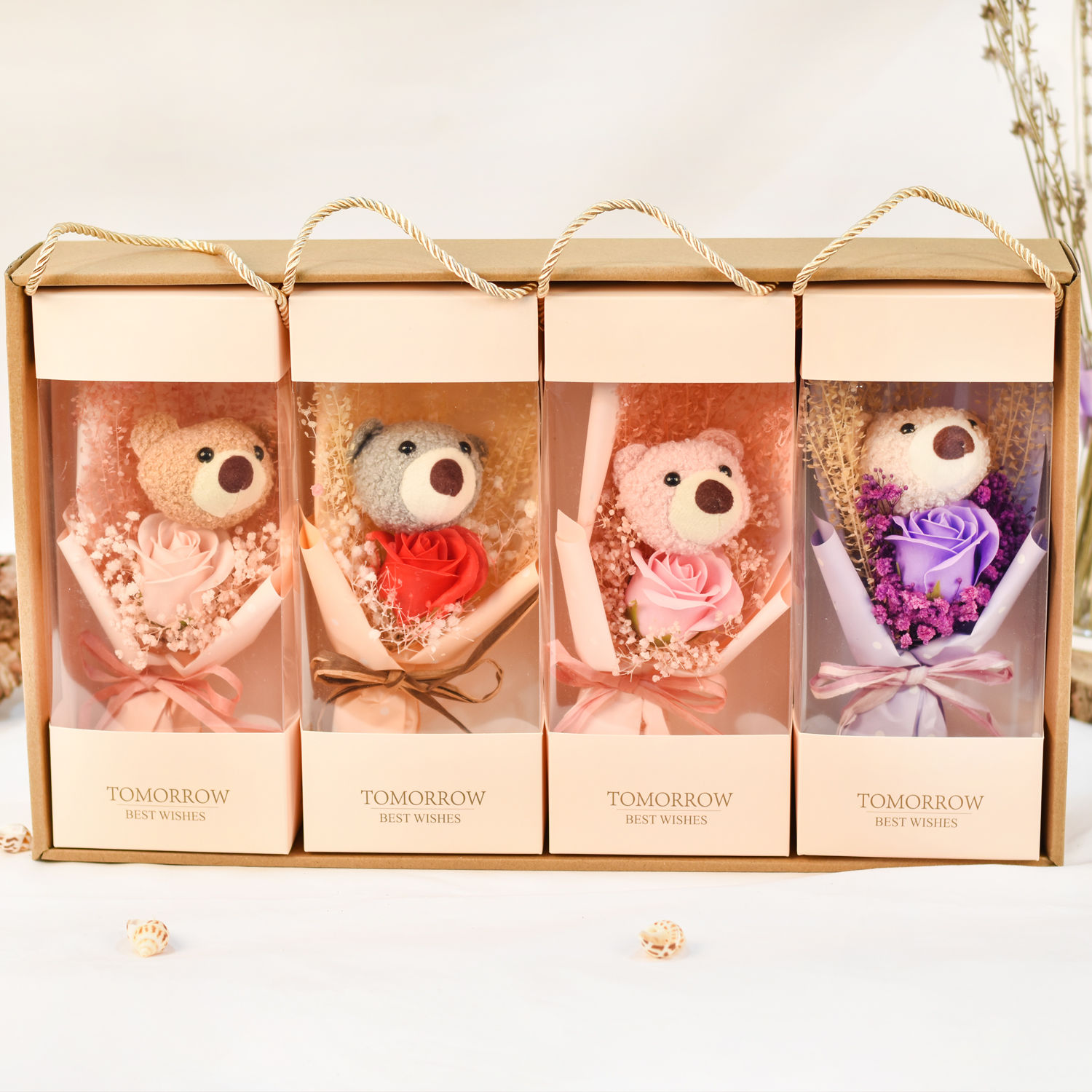 Soap Flower Bouqet with Teddy Boxes Delivery in Singapore - FNP SG
