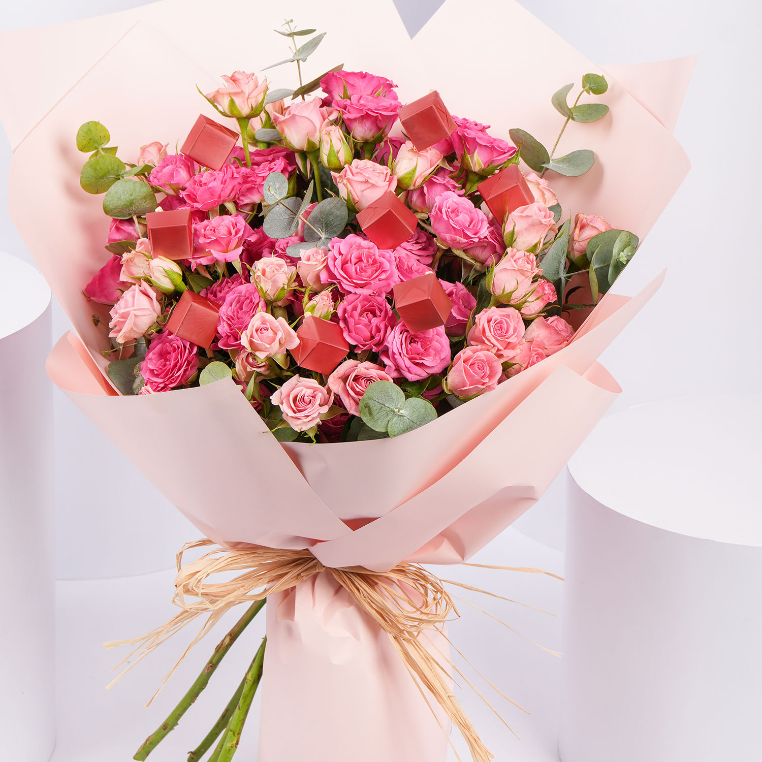Blushing Pink Spray Roses With Chocolates Delivery in Singapore - FNP SG