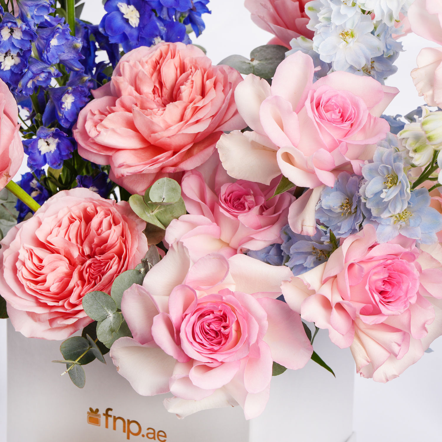 Garden Roses and Delphinium Arrangement Delivery in Singapore - FNP SG