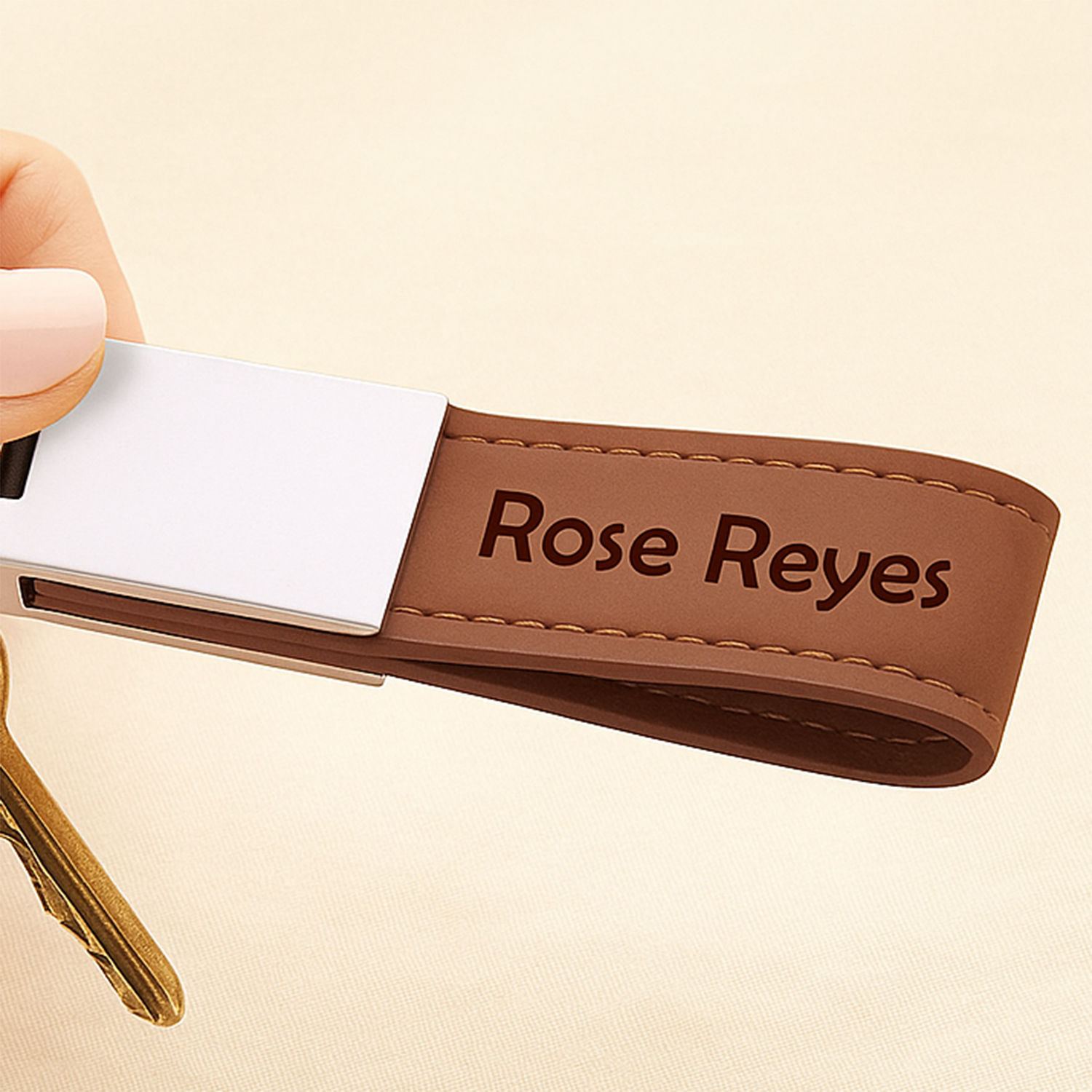 Engraved Leather Keychain With Text Delivery in Singapore - FNP SG