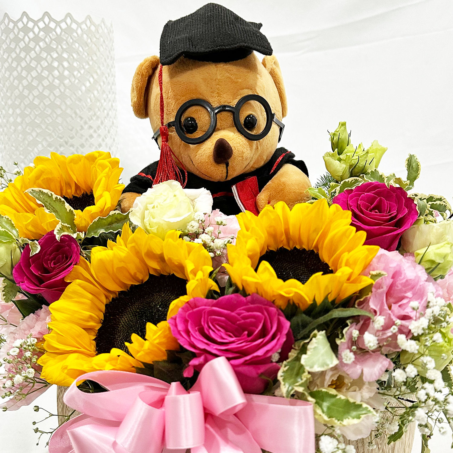 Graduation Flowers & Teddy Basket Arrangement Delivery in Singapore ...