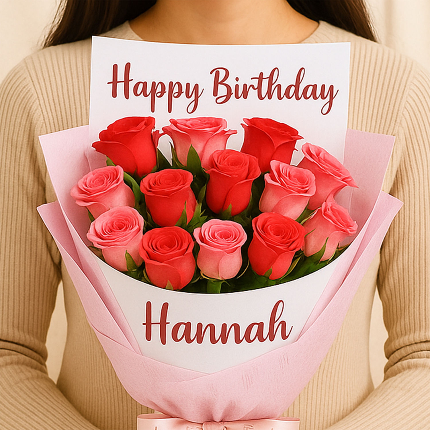 Joyful Personalised Rose Hand Bouquet Delivery in Singapore - FNP SG