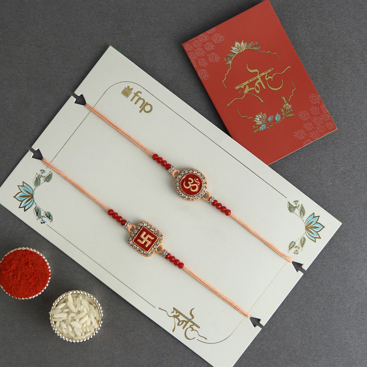 Ethereal Om Swastik Pair Rakhi Delivery in Singapore - FNP SG