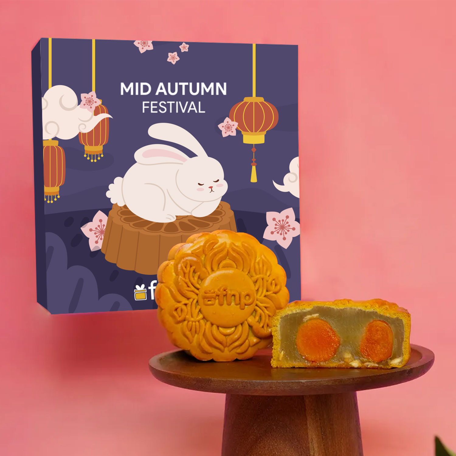 FNP Double Yolk Bakedskin Mooncake White Lotus Paste in Box Delivery in ...