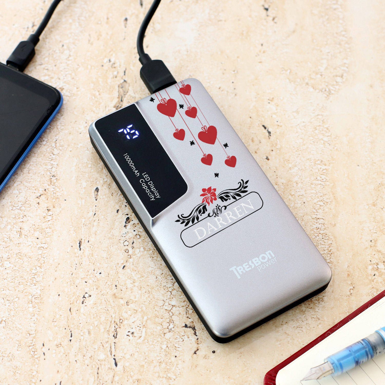 Personalised Hanging Hearts Tresbon Power Bank Delivery in Singapore ...