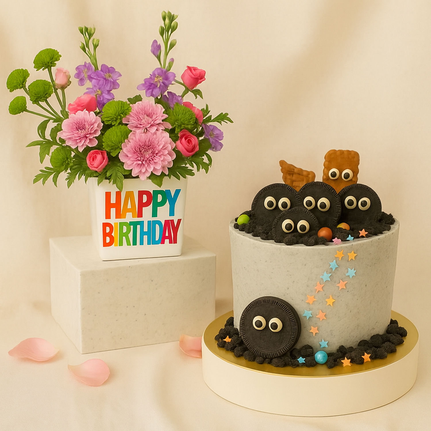 Birthday Flower with Oreo Cake Delivery in Singapore - FNP SG