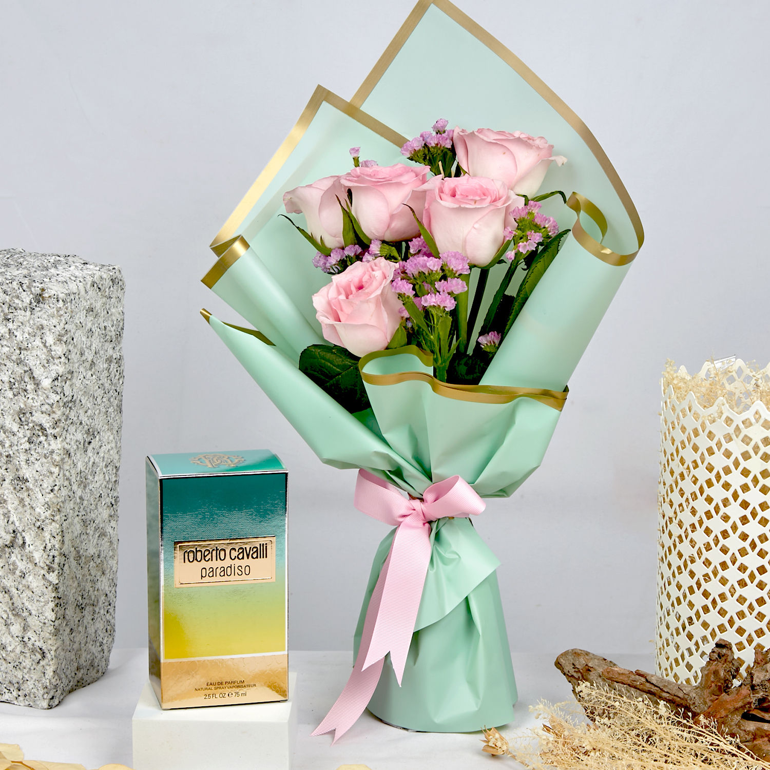 Pink Roses Bouquet N Perfume Delivery in Singapore - FNP SG