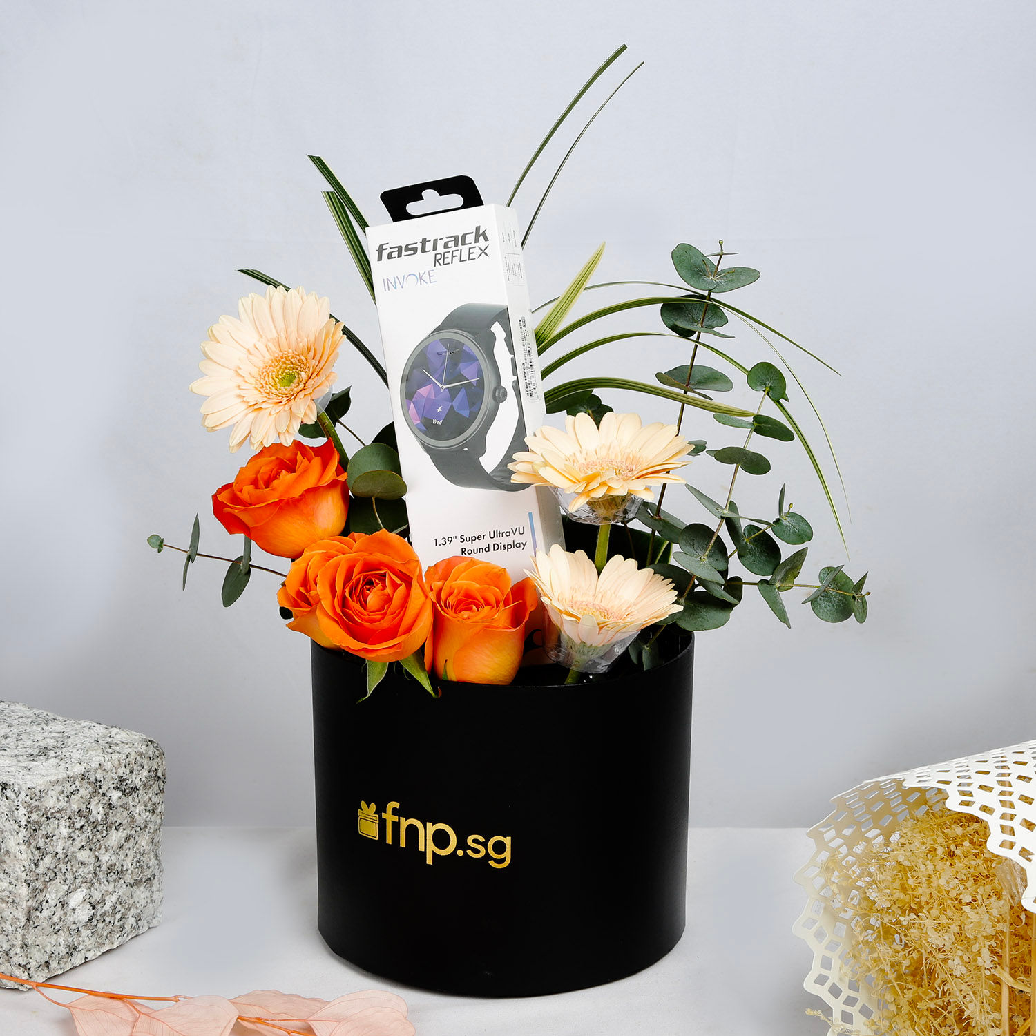 Mixed Flowers Box with Fastrack Watch Delivery in Singapore - FNP SG