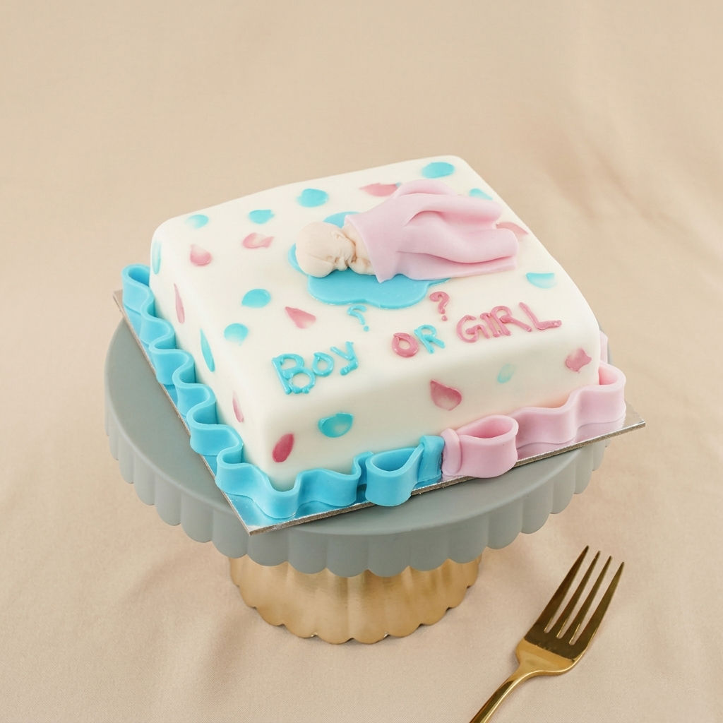 Gender Reveal Celebration Cake Blue Sponge Delivery in Singapore - FNP SG