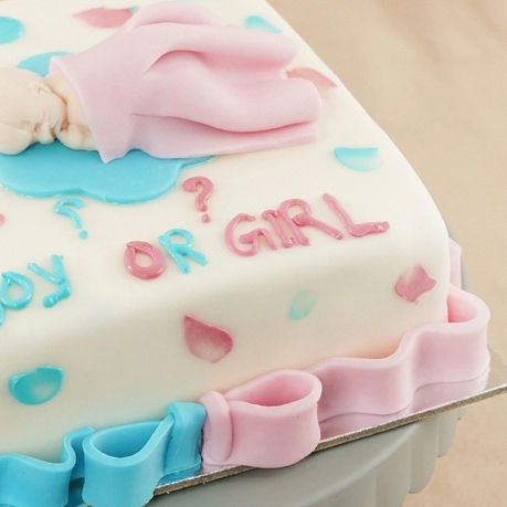 Gender Reveal Celebration Cake Pink Sponge Delivery in Singapore - FNP SG