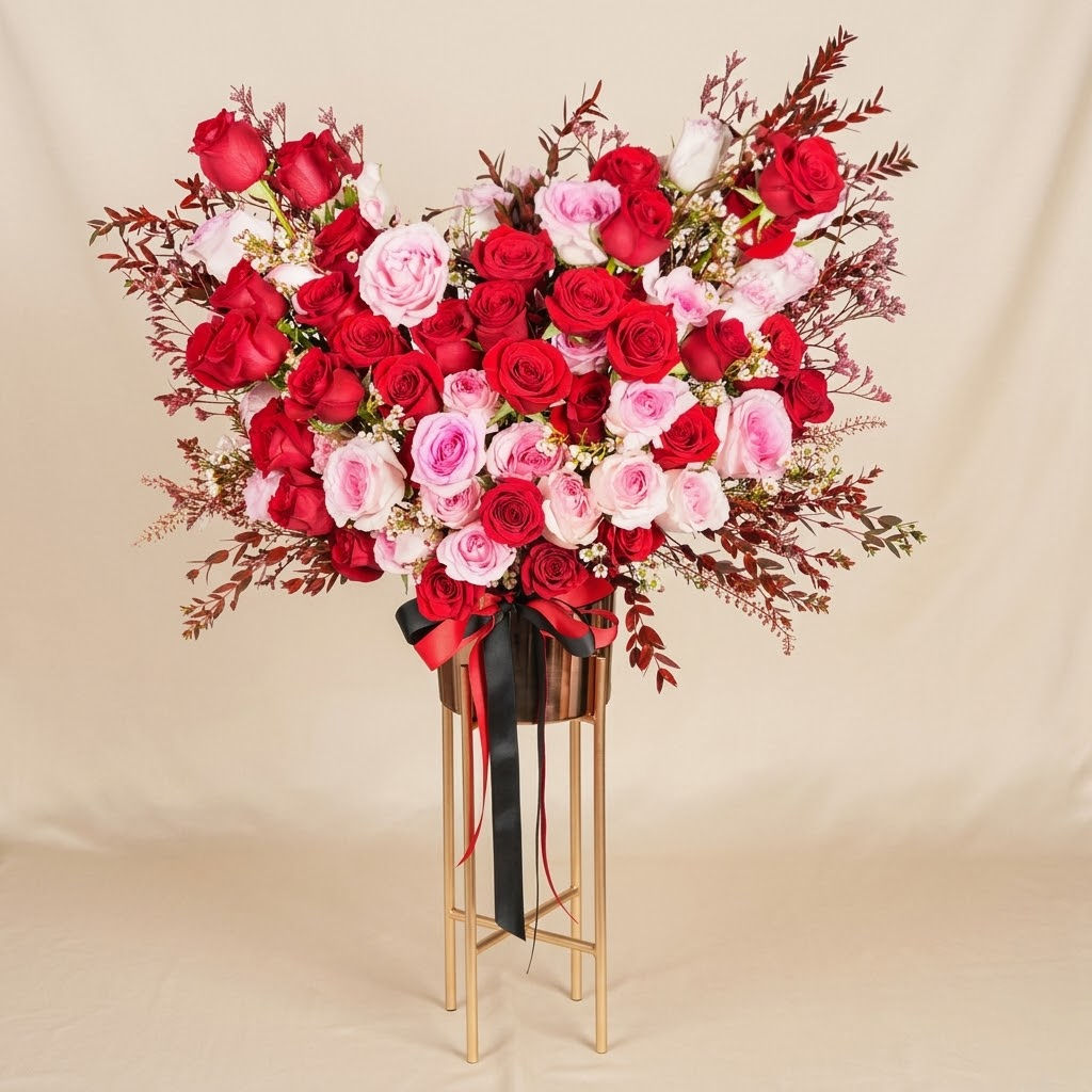 Red and Pink Roses Flowers Stand Delivery in Singapore - FNP SG