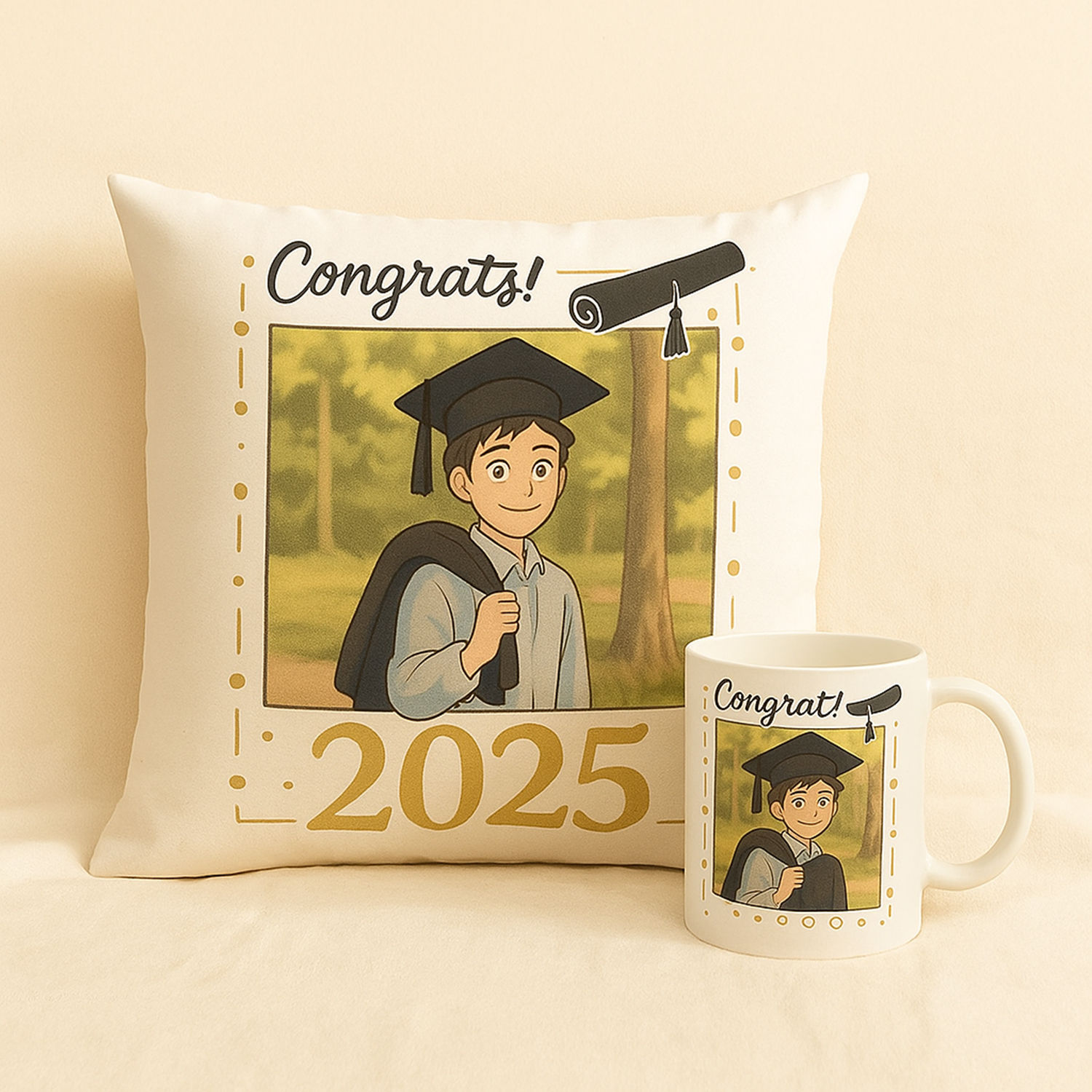 Personalise Your Ghibli Graduation Gift Set Mug And Cushion Delivery in ...