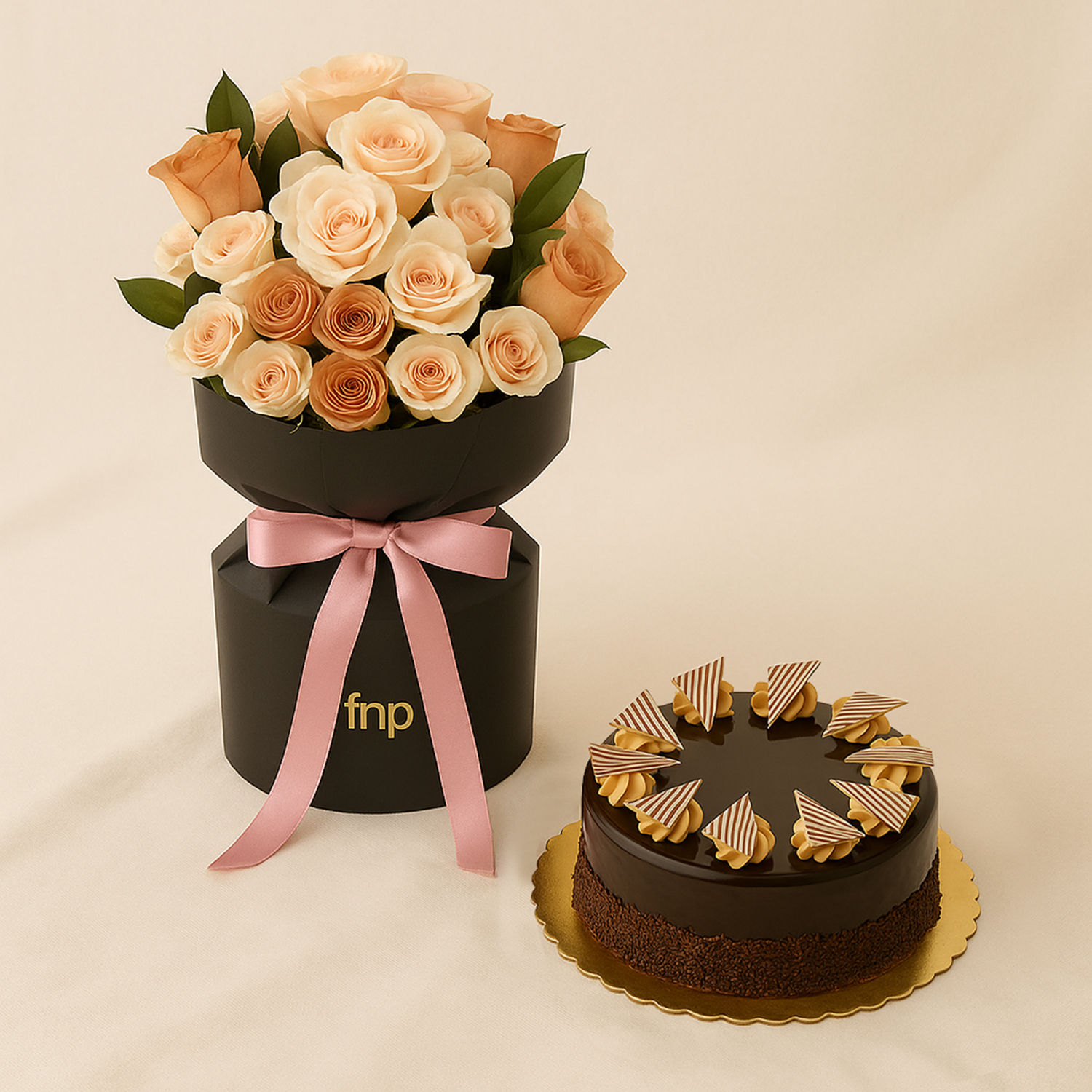 Premium Rose Bouquet with Decadent Cake Delivery in Singapore - FNP SG