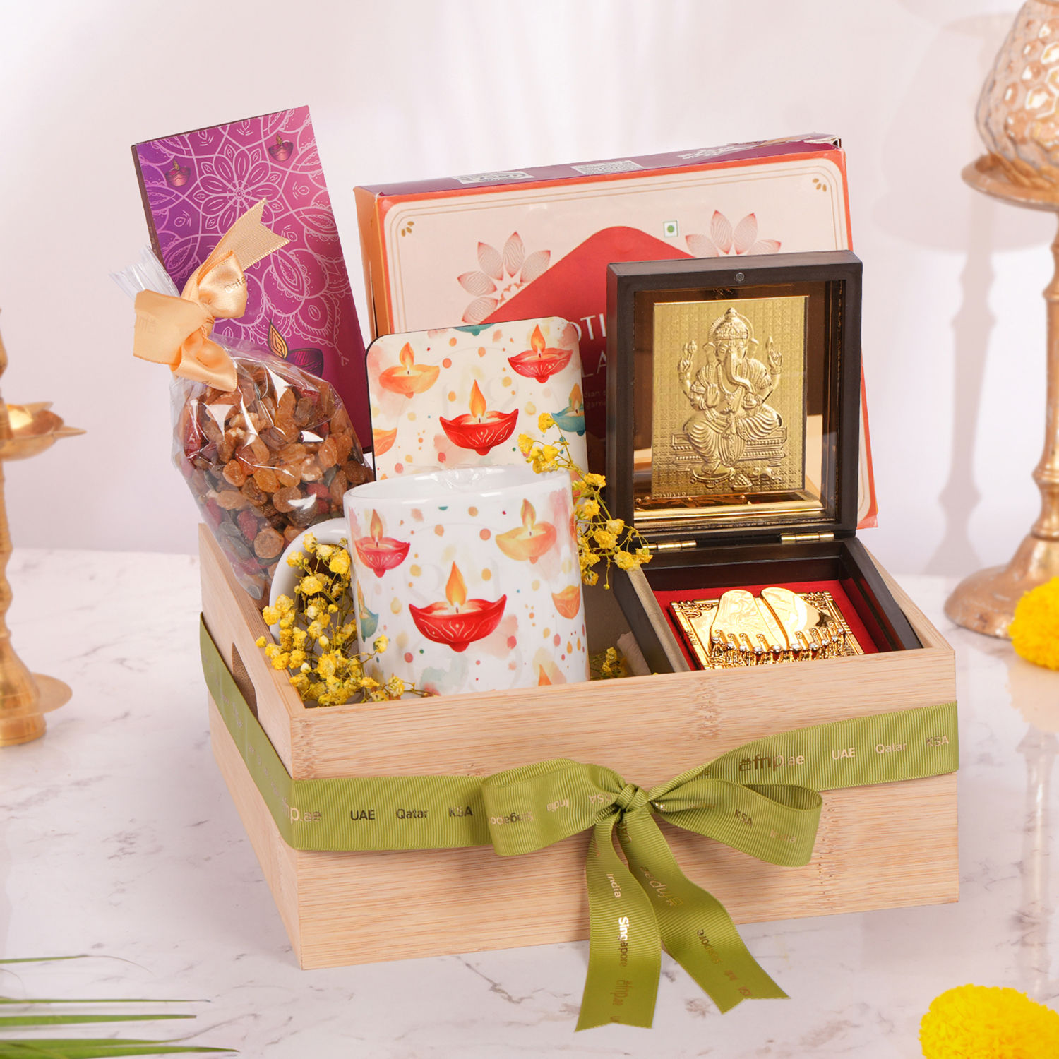 Divine Ganesha Gift Hamper with Sweets, Dry Fruits Delivery in ...