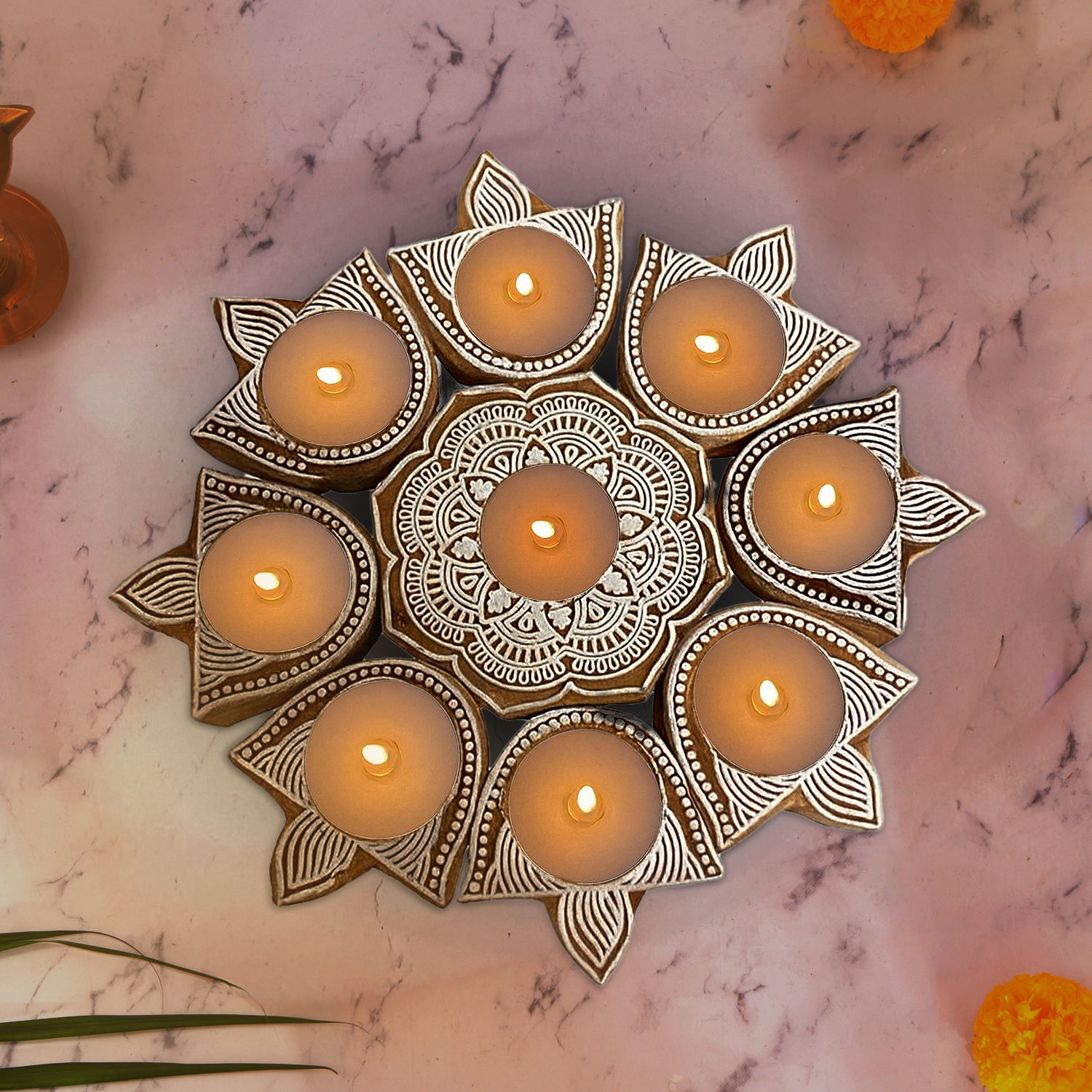 9 Designer Wooden Tea Light Holder Delivery in Singapore - FNP SG