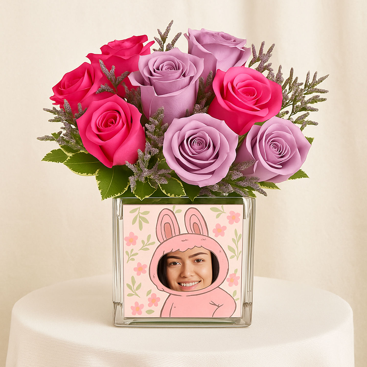 Personalised Cute Labubu Monster Face Flowers Vase Delivery in ...