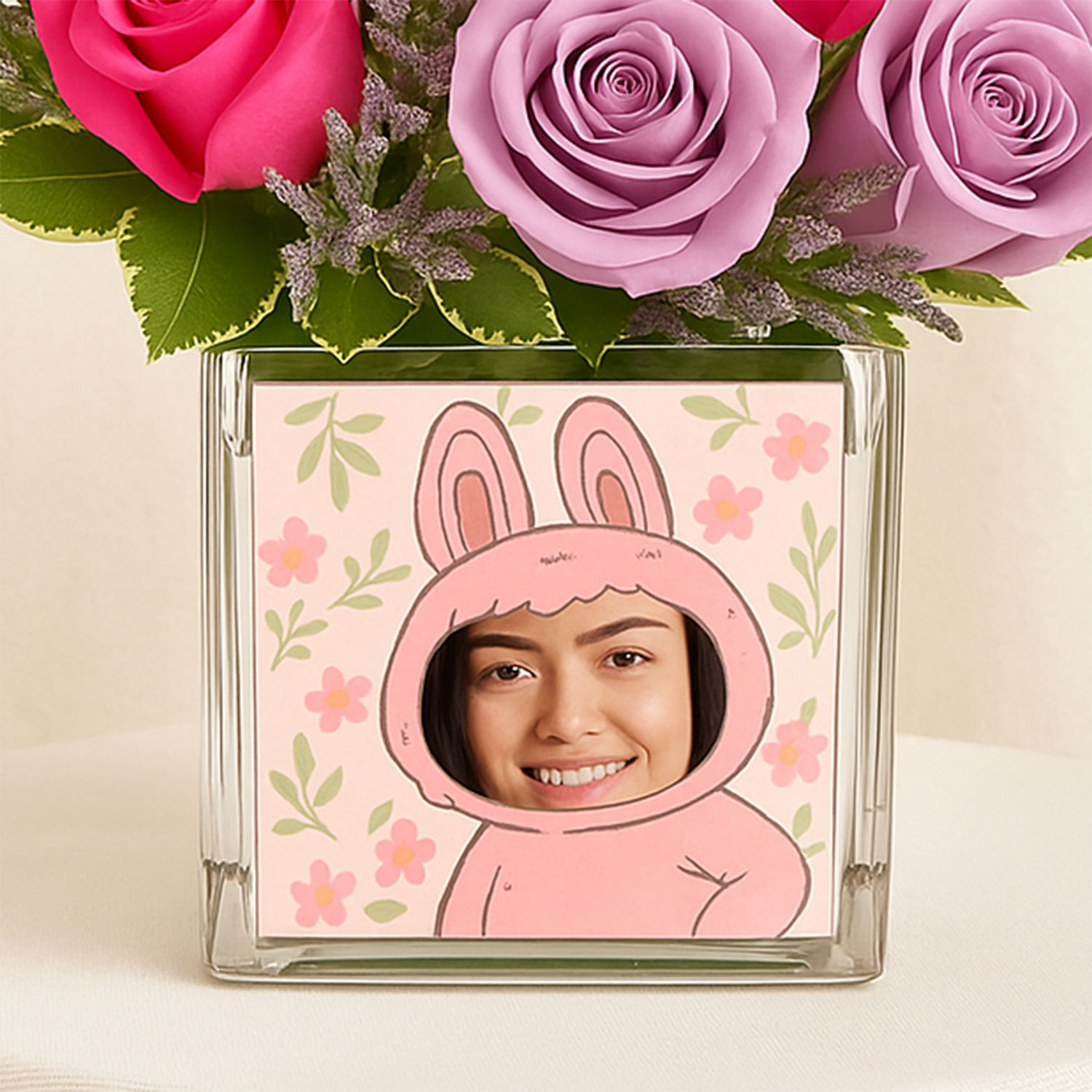 Personalised Cute Labubu Monster Face Flowers Vase Delivery in ...