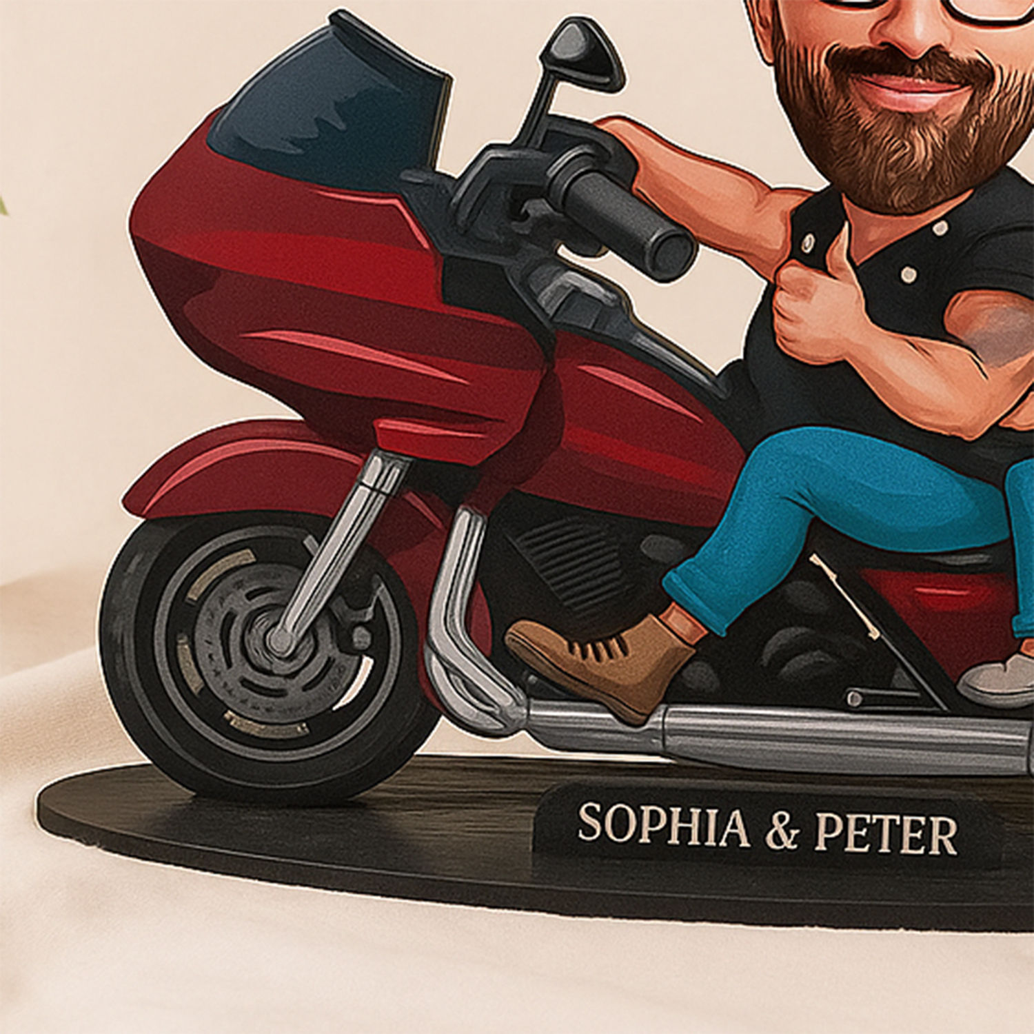 Custom Couple on Motorcycle Caricature Art Delivery in Singapore - FNP SG