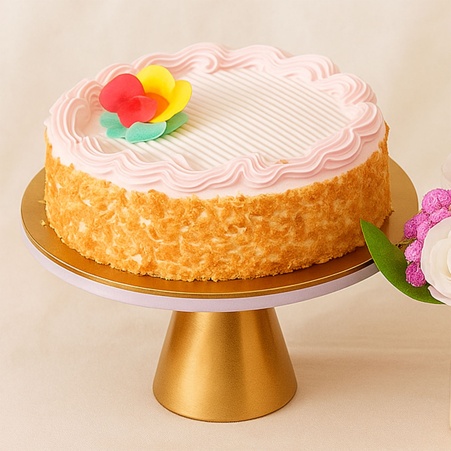 Pink Roses Box With Butter Sponge Cake Delivery in Singapore - FNP SG