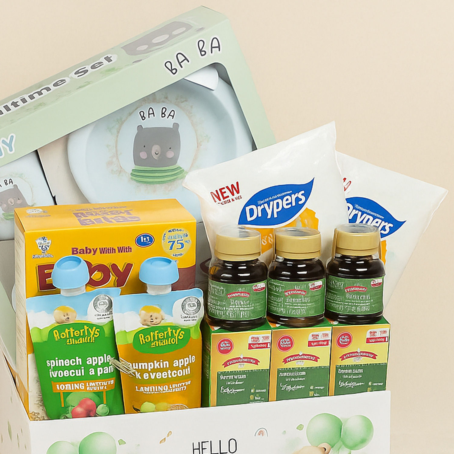 Wooden Tray Basket Baby Care Hamper Delivery in Singapore - FNP SG