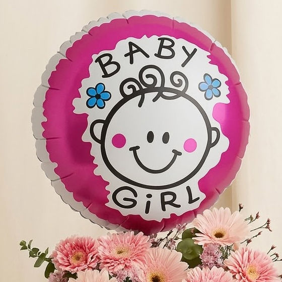 Fresh Flower Box with Baby Girl Balloon Delivery in Singapore - FNP SG