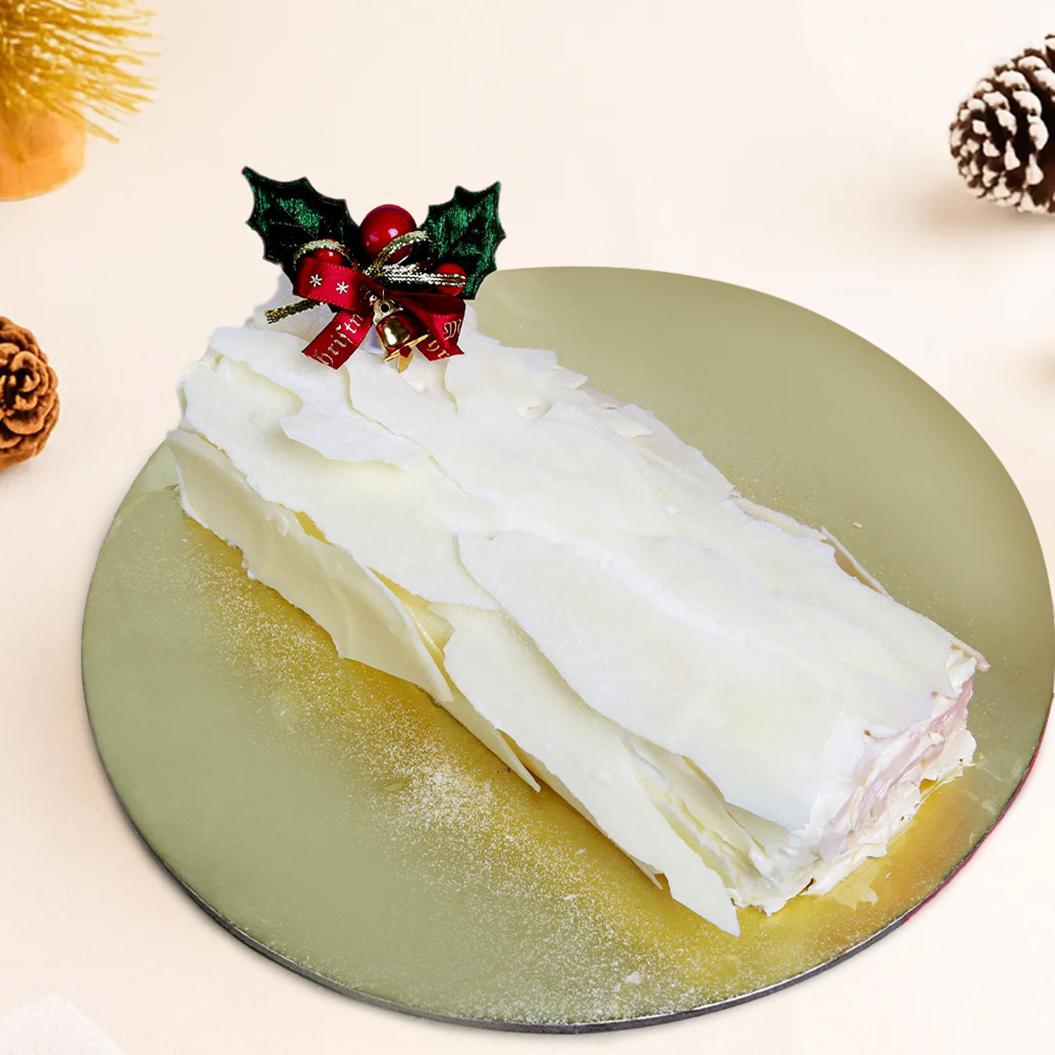 Xmas White Forest Log Cake 6 Inch Delivery in Singapore - FNP SG