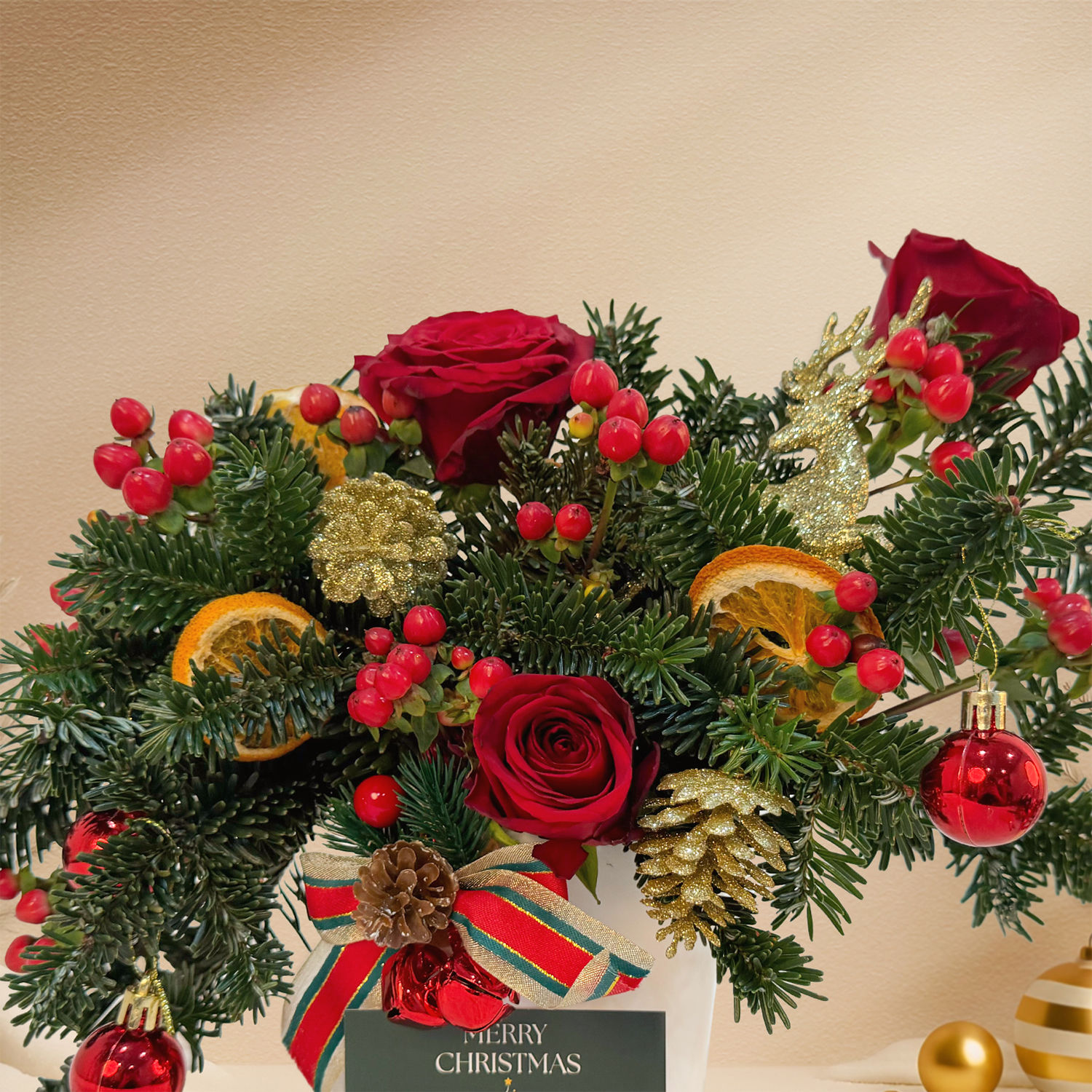 Merry Christmas Red Rose Arrangement Delivery in Singapore - FNP SG