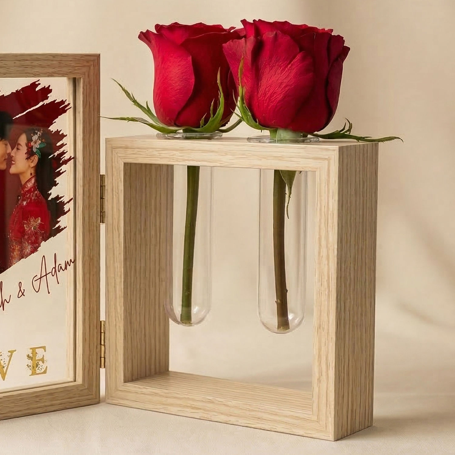 Personalised Printed Photo Frame with Red Roses Delivery in Singapore ...